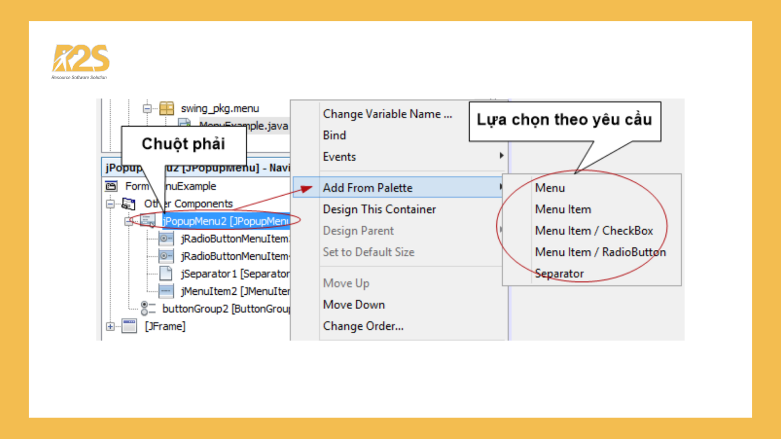 Menu trong Java Swing - R2S Academy