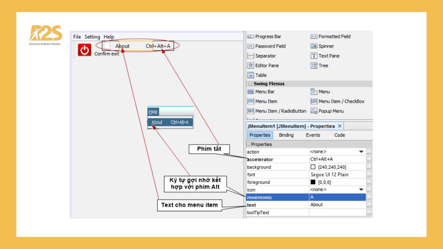Menu trong Java Swing - R2S Academy