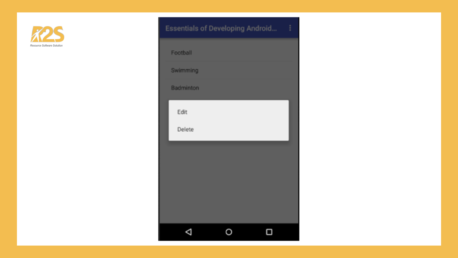 Menu trong Android - R2S Academy