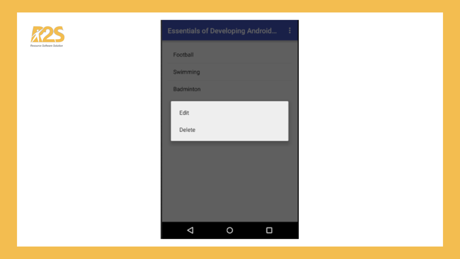 Menu trong Android - R2S Academy