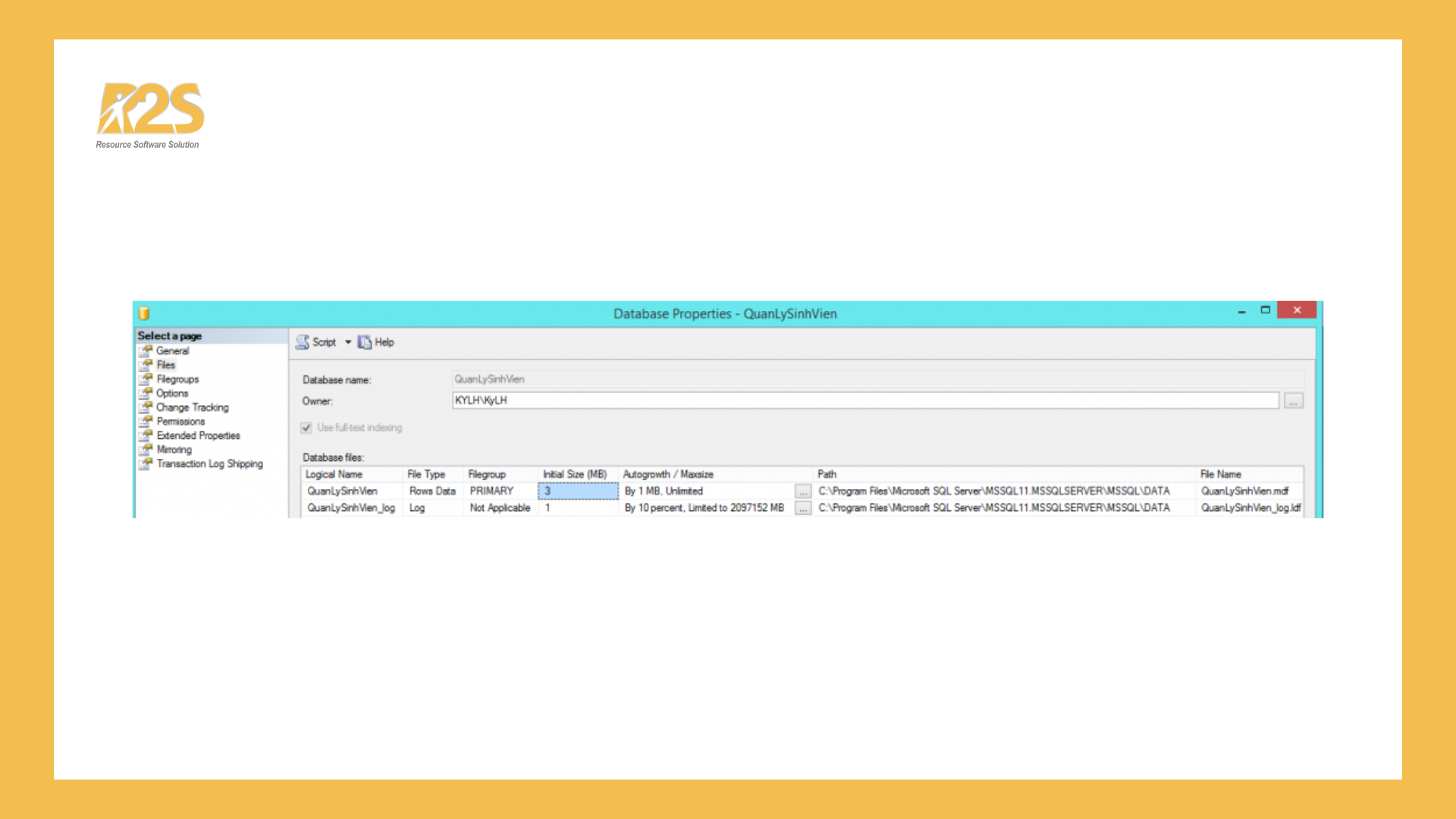 Cài đặt cơ sở dữ liệu SQL Server - R2S Academy