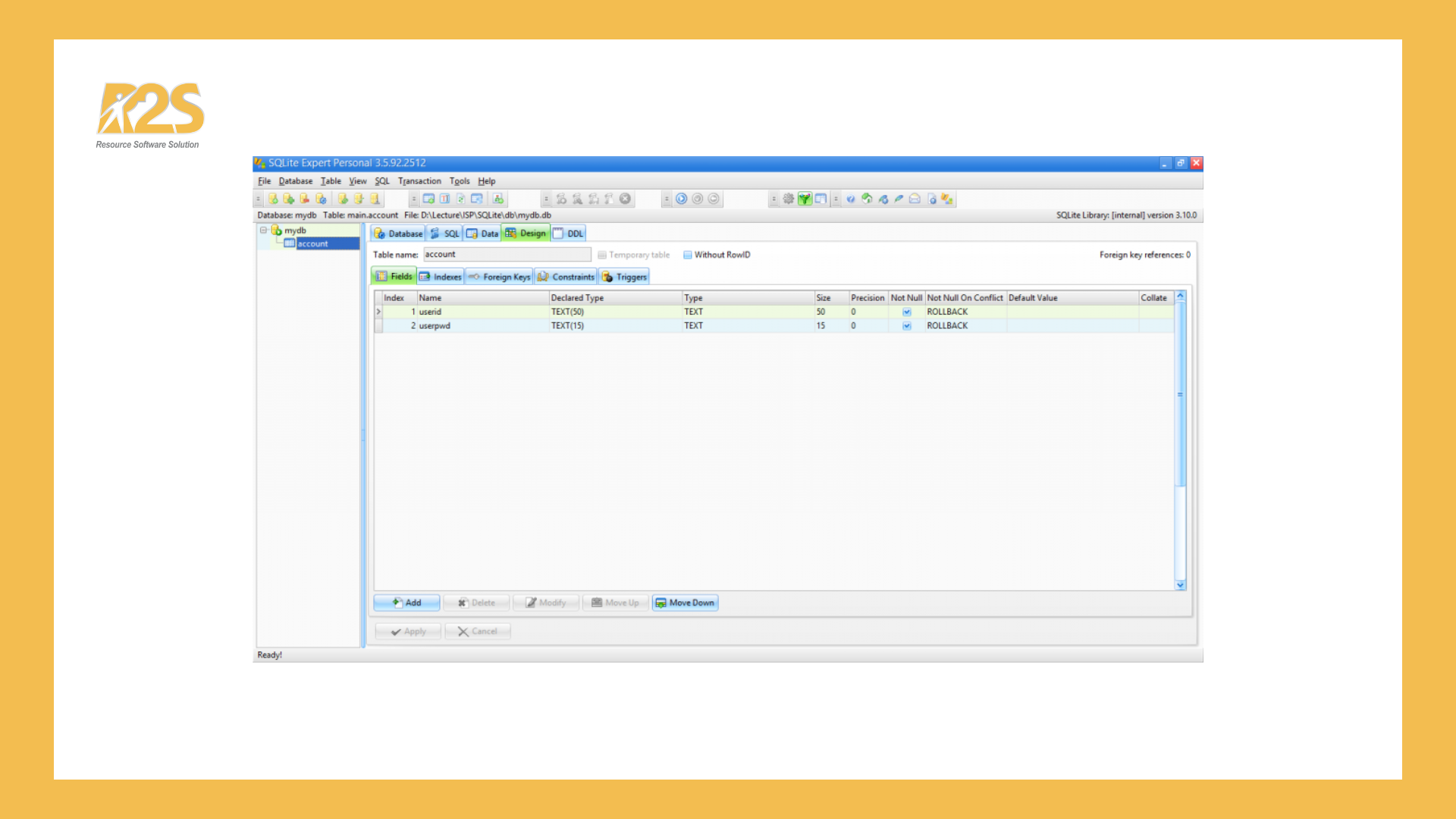 Cài đặt cơ sở dữ liệu với SQLite - R2S Academy