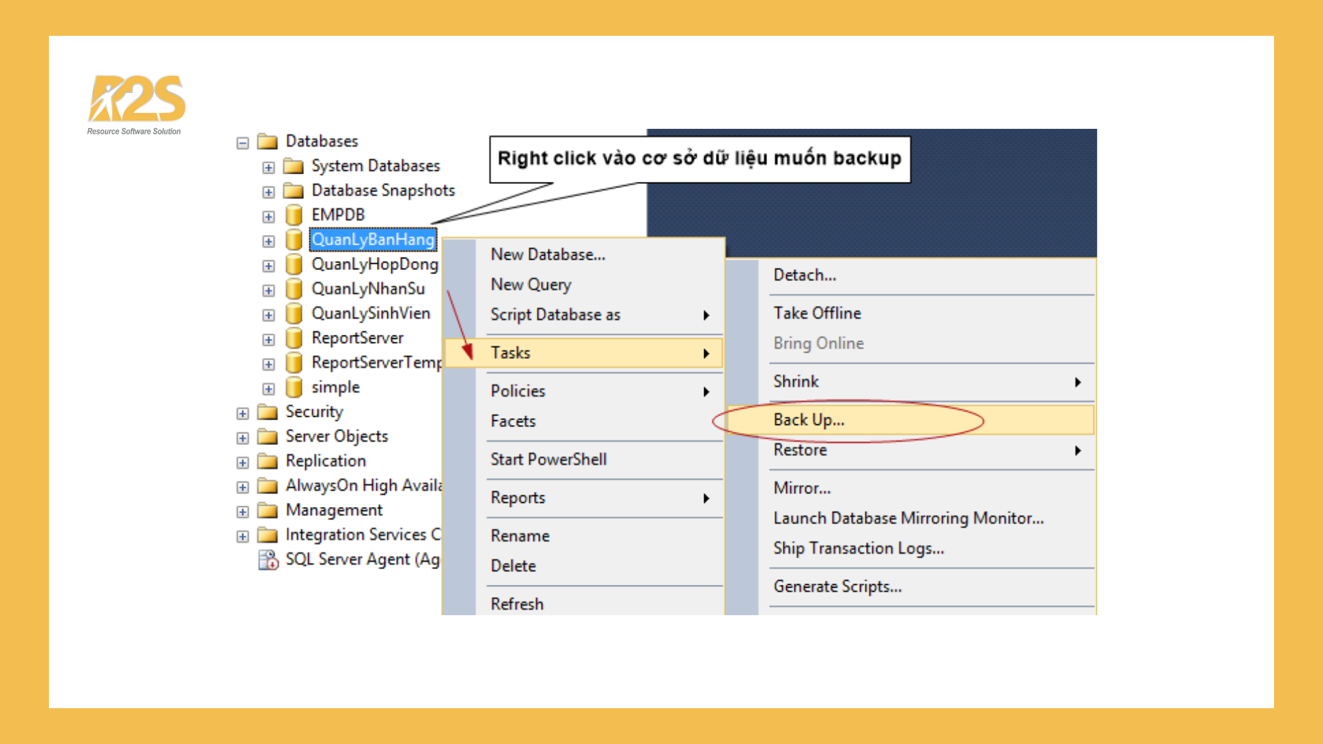Sao lưu và phục hồi dữ liệu trong SQL Server - R2S Academy